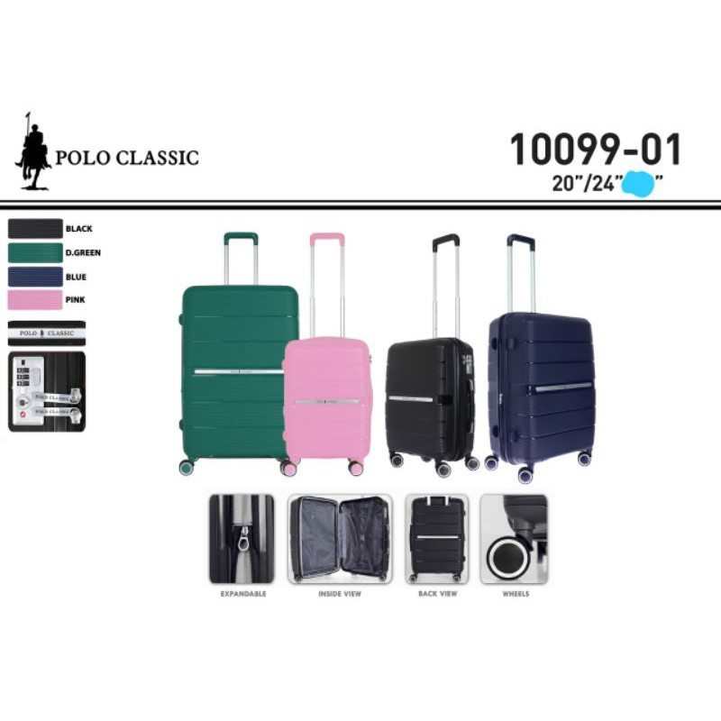 Jual Koper 20 Inch Polo Classic 10099 Original Anti Pecah TSA Expanding ...