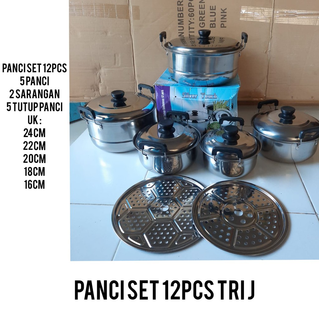 Jual Panci Set 12Pcs Stainlees Tri J | Shopee Indonesia