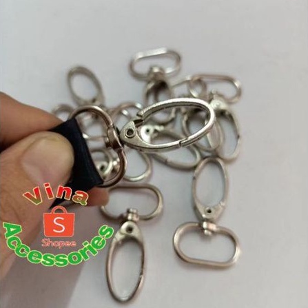 Jual kaitan oval / kaitan tas / cantolan besi 2cm nikel / 12pcs ...