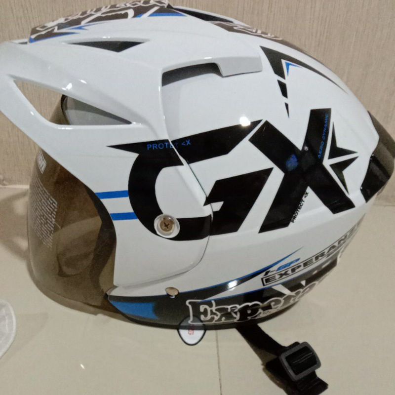 Jual helm Takira GX putih biru | Shopee Indonesia