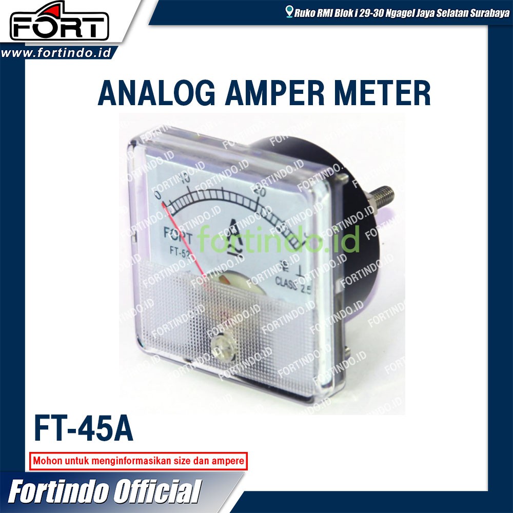 Jual Analog Amper Meter AMOB FT-45A AC/DC Panel Meter MERK FORT ...