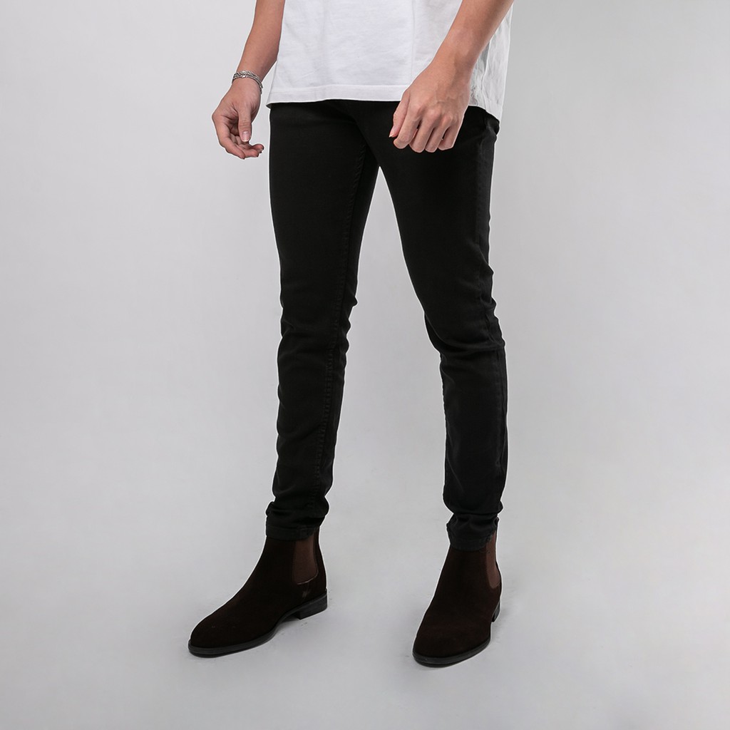 Jual Celana Skinny Fit Jeans Pria Bahan Soft Stretch Denim Warna Hitam ...