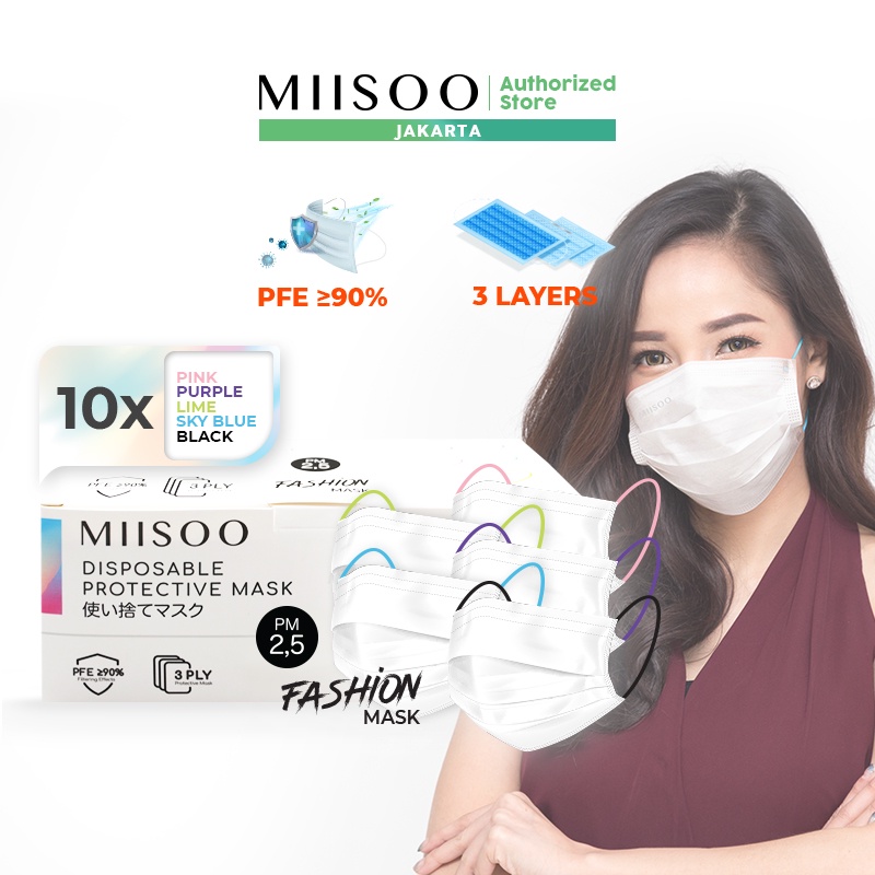 Jual MIISOO Disposable Fashion Edition Earloop 50pcs Masker Kesehatan ...