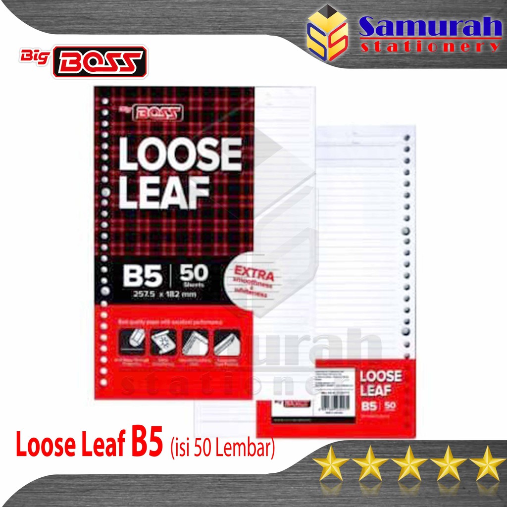Jual Loose Leaf B5 50 Big Boss Besar Bergaris / Kertas isi Binder File Ukuran B5 isi 50 Lembar ...
