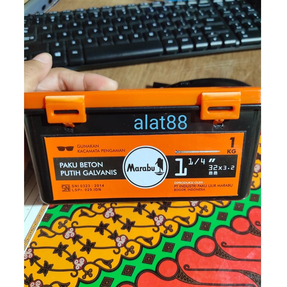Jual paku beton marabu 1 1/4 inch = 3cm / 1 box = 1 kg / ukuran 1 1/4 ...
