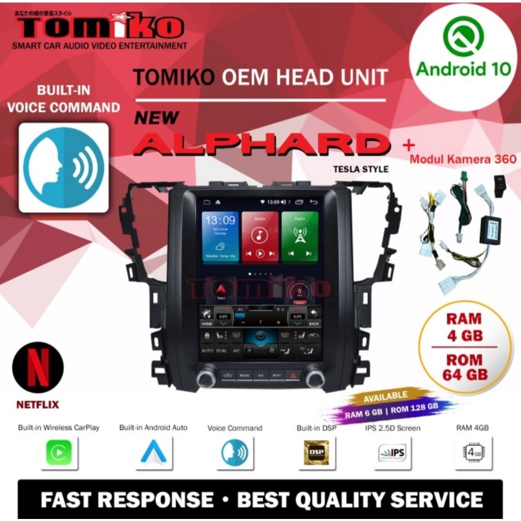Jual Head Unit Android Tomiko New Alphard Tesla Ram 4+64, + modul 360 ...