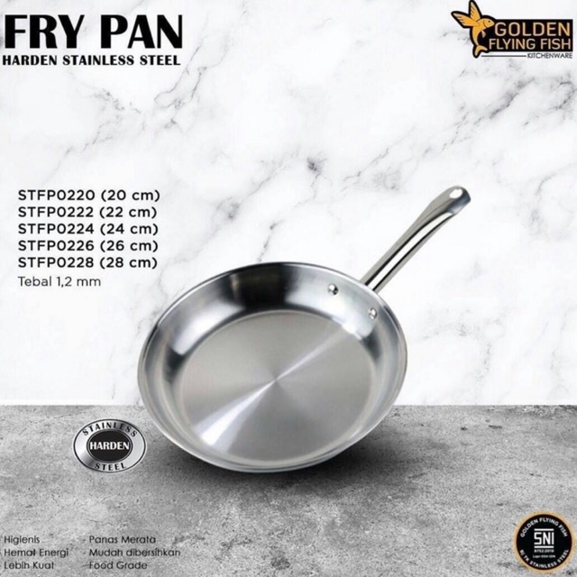 Jual PROMO‼️ Fry Pan Harden 28cm Golden Flying Fish - Stainless Steel Anti Lengket - Wajan Wok ...