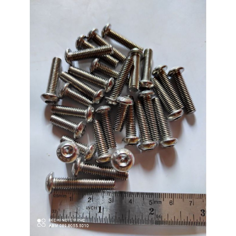 Jual Baut L Stainless Button M6 x 30 atau Baut 10 Panjang 3cm | Shopee Indonesia
