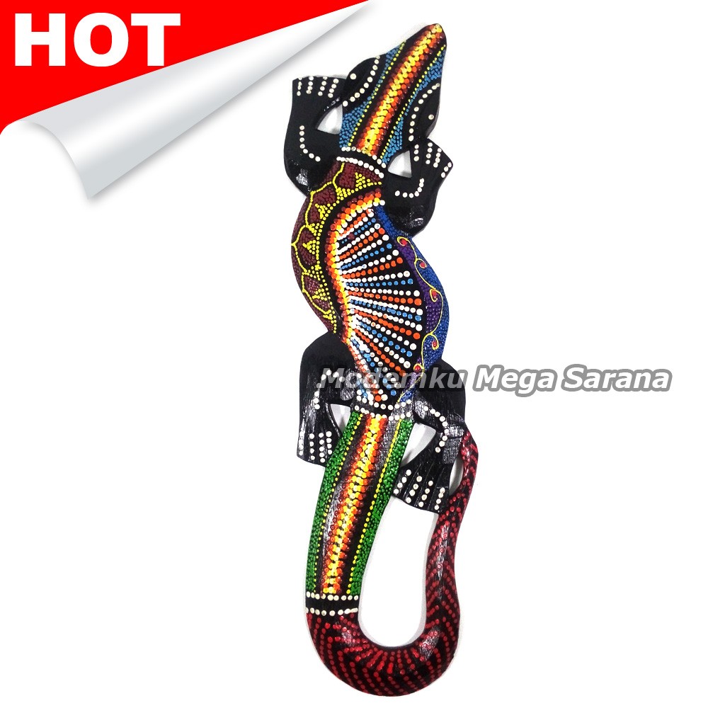 Jual Hiasan Dinding Cicak Kayu Painting Ukuran M - 40x10x1 cm | Shopee ...