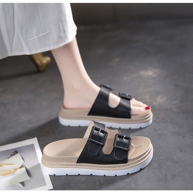 Jual Sandal Wanita Terbaru Korean Style / Sandal Slop Wanita Hak ...