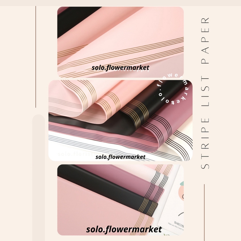 Jual WRAPPING PAPER STRIPE LIST FLOWER WRAPPING MOTIF GARIS GOLD LINE ...