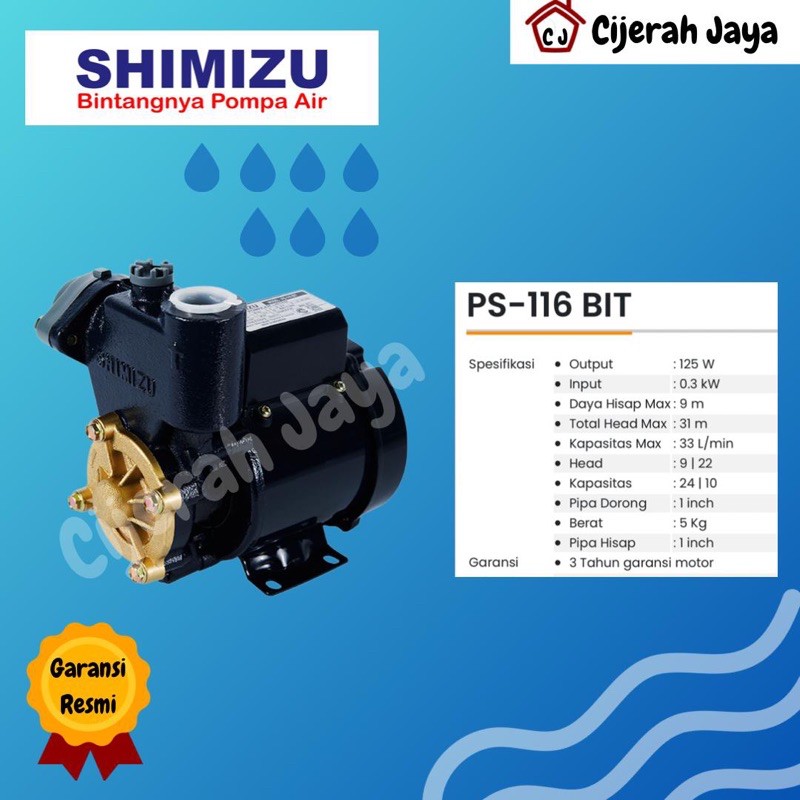 Jual POMPA AIR SHIMIZU PS-116 BIT / PS116BIT / PS 116BIT GANTI PS-128 ...
