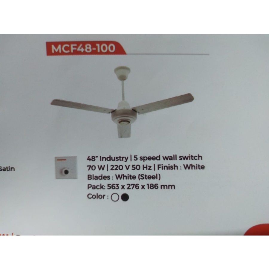 Jual MASPION MCF 48-100 WH PUTIH STEEL CEILING FAN 48 INCH / MCF48100WH ...