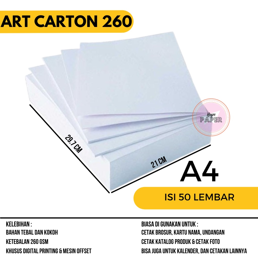Jual Art Carton 260 gsm A4 isi 50 lembar Kertas Art Carton 260 gsm Art Karton 260 gsm Kertas ...