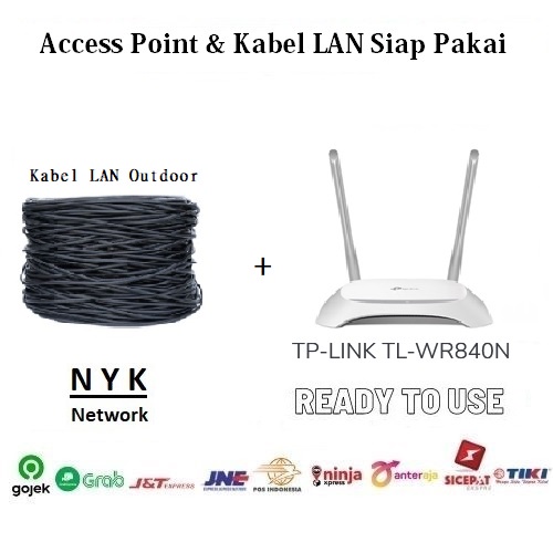 Jual Kabel LAN Outdoor 200 Meter dan Access Point TP-LINK TL-WR840N ...