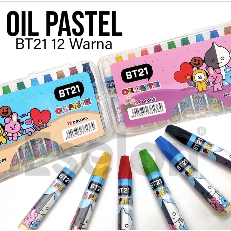 Jual CRAYON BT21 12 WARNA | OIL PASTEL BT21 BTS | KRAYON PASTEL BT21 ...
