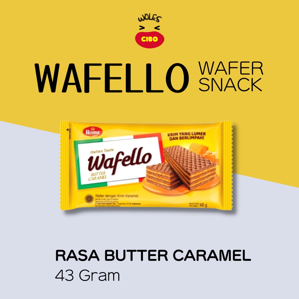 Jual WAFELLO Butter Caramel 43gr Snack Wafer Roma Murah Renceng Camilan ...