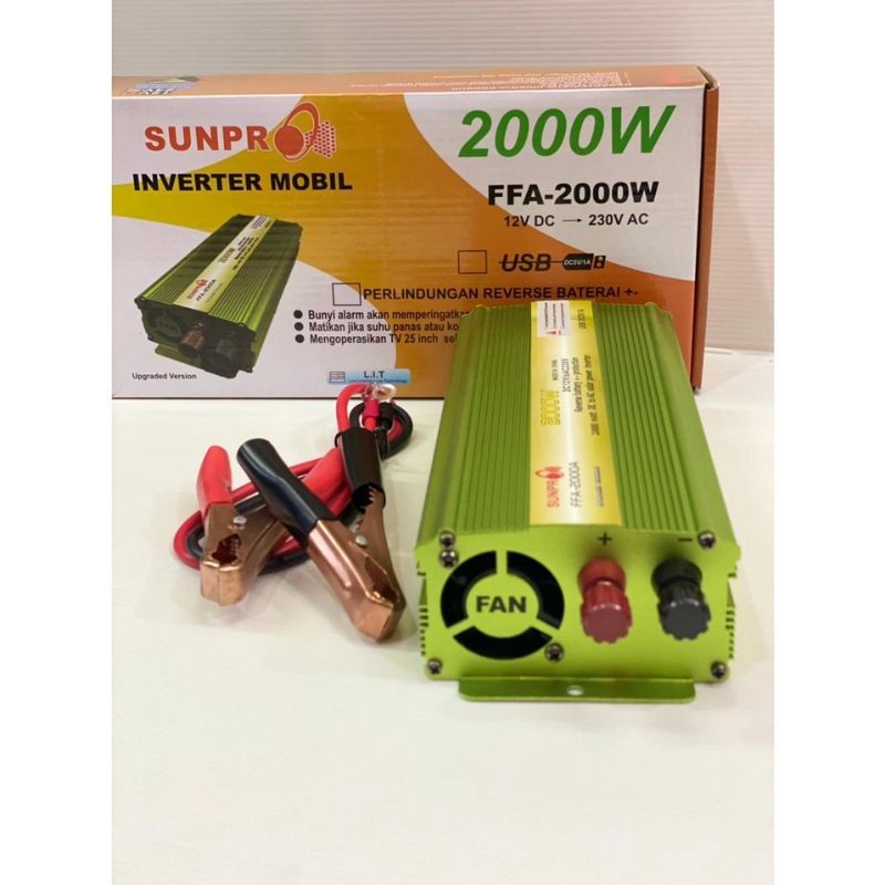 Jual COD POWER INVERTER MOBIL SUNPRO FFA 2000 WATT 12 DC - 24V-INVERTER ...