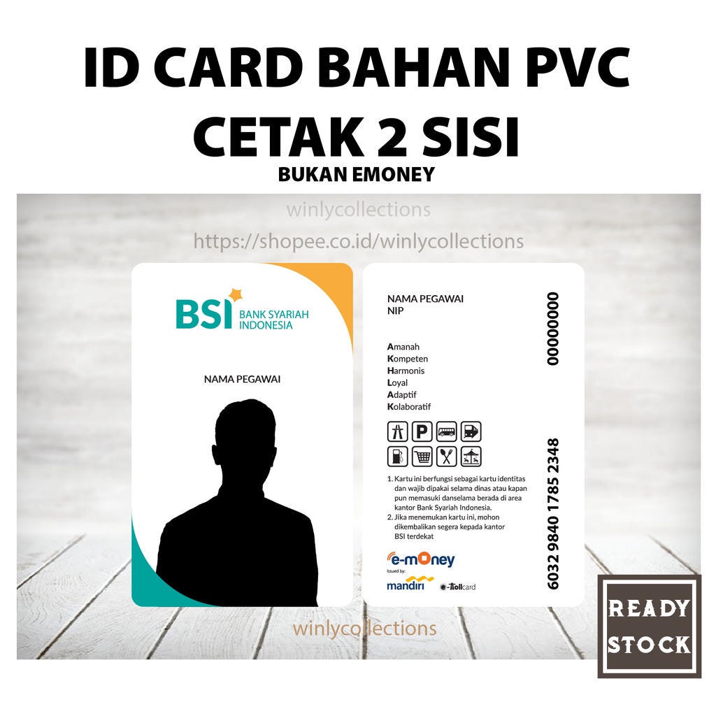 Jual CUSTOM KARTU ID CARD BSI BUMN TERBARU BANK SYARIAH INDONESIA BAHAN ...