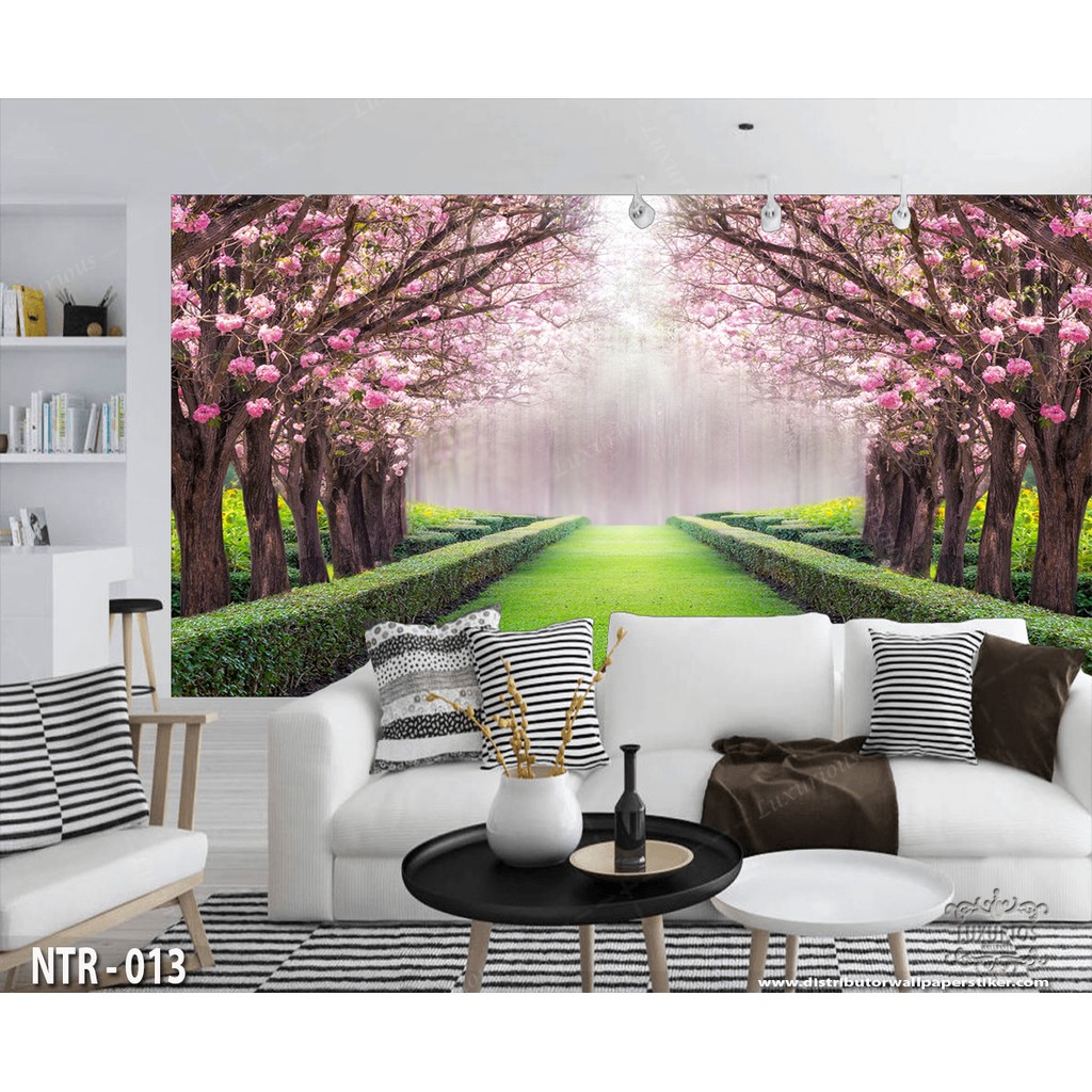 Jual Wallpaper dinding 3D Wallpaper Sakura Sticker Pemandangan Taman ...
