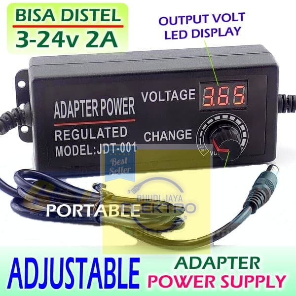 Jual Power supply adaptor regulator Adjustable 3-24v DC 2A box casing | Shopee Indonesia