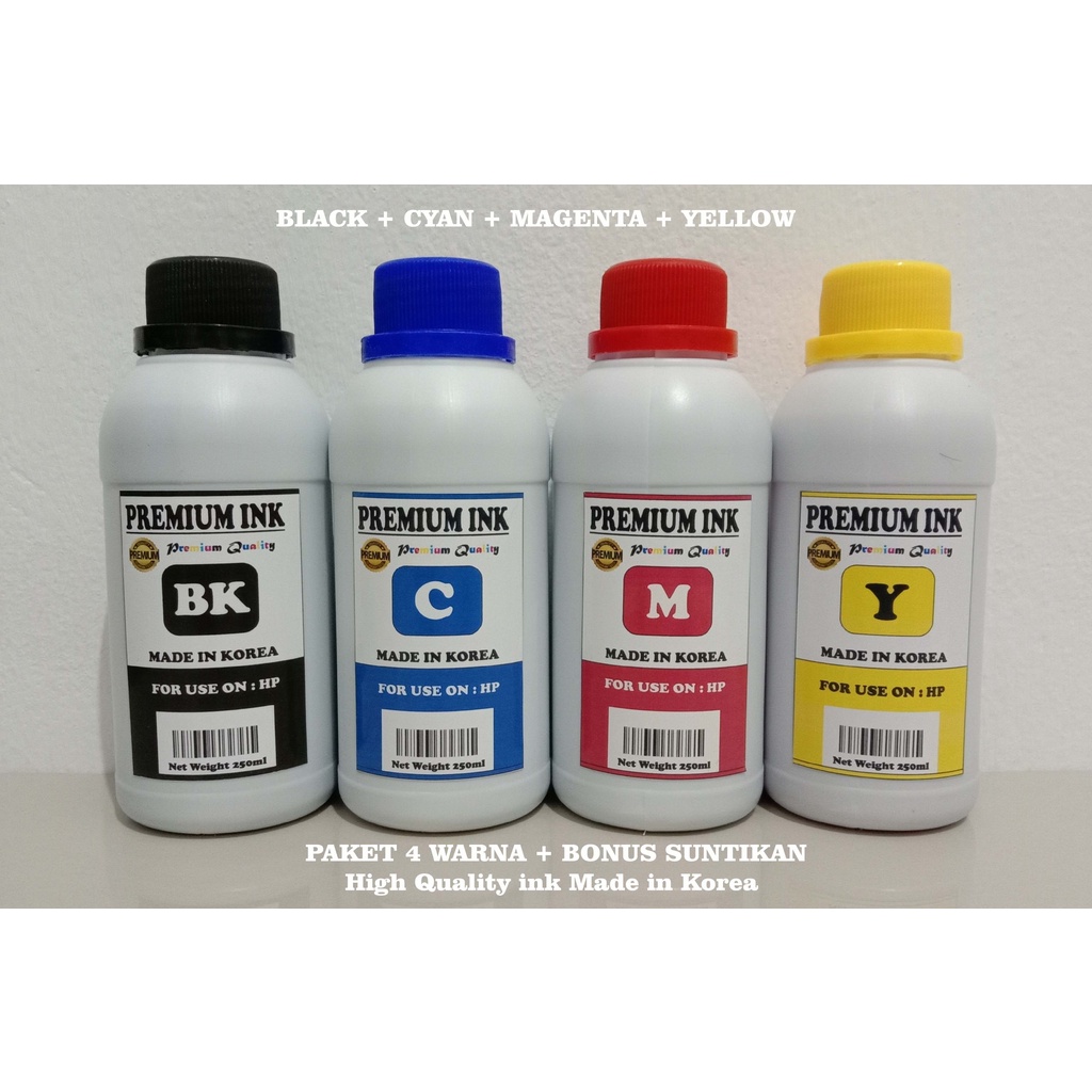 Jual PAKET 4 WARNA TINTA REFILL HP ISI 250ML PREMIUM INK ( MADE IN ...
