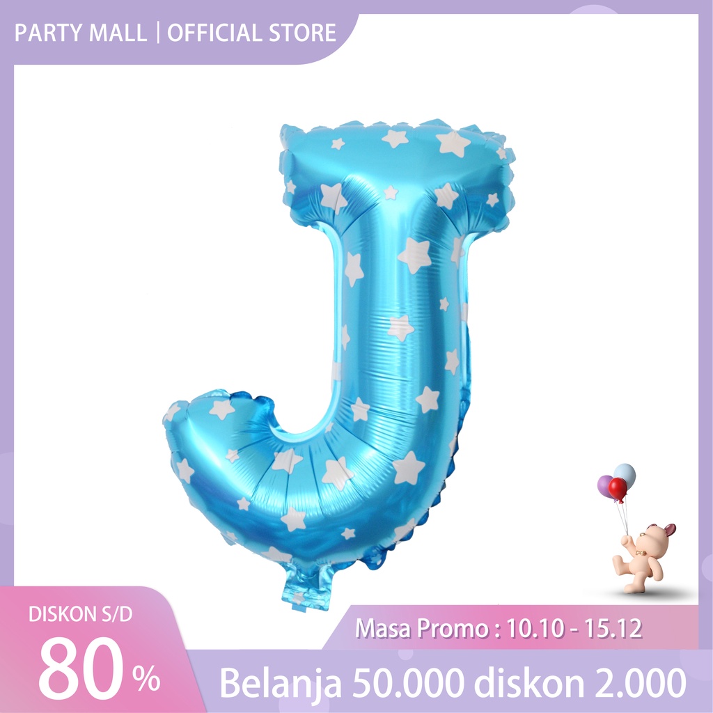Jual Balon Foil Huruf Biru 16 Inch 40cm Abjad Alphabet A-Z Balon Foil ...