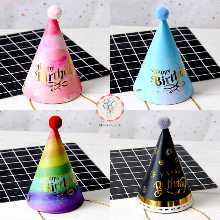 Jual TOPI ULTAH KERUCUT MIX MOTIF / BIRTHDAY PARTY HAT / TOPI PESTA ...