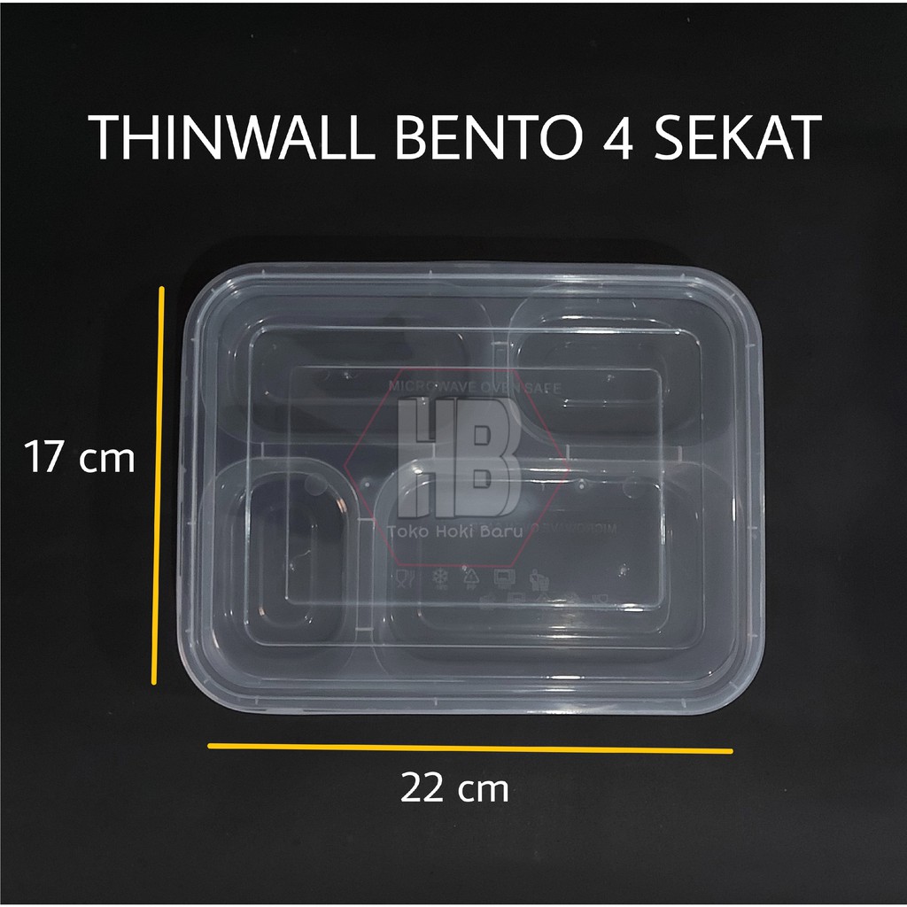 Jual Thinwall Bento Sekat 4 / mika kotak bento / tray bento / box bento ...