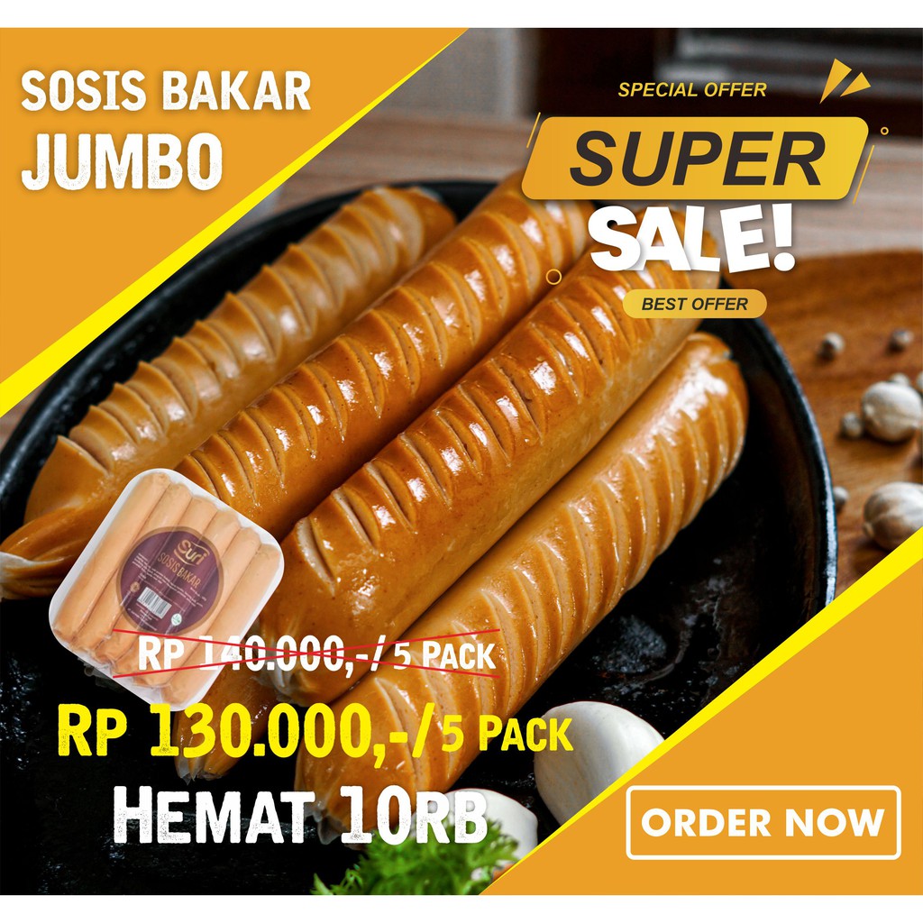 Jual Sosis Bakar Jumbo // Frozen Food Sosis Jumbo / Sosis Jumbo 5pack ...