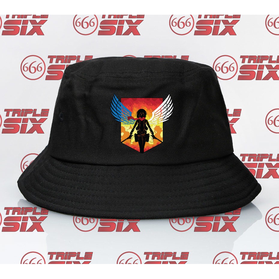 Jual Topi bucket hat premium Mikasa ackerman Attack of titans | Shopee Indonesia
