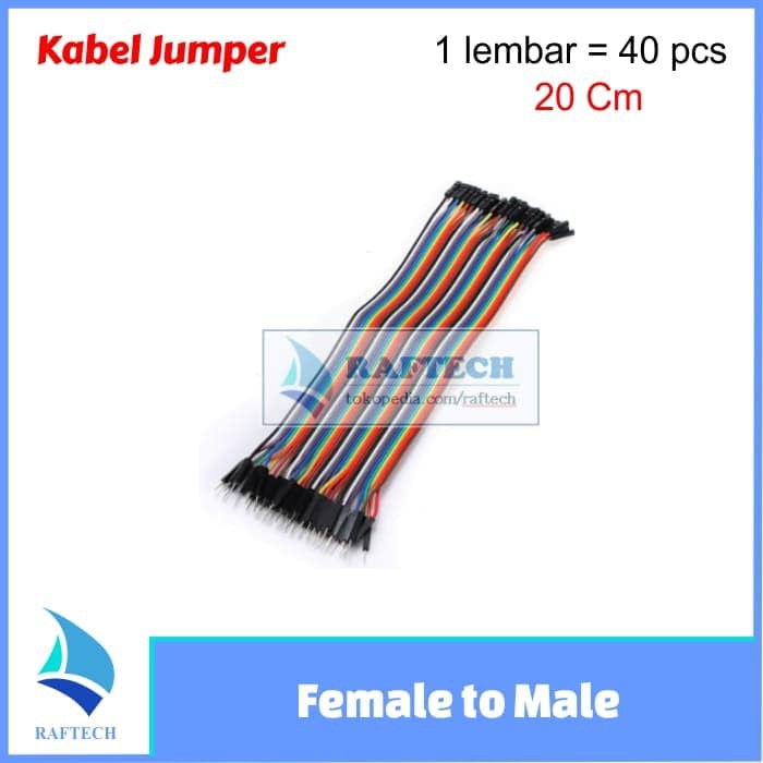 Jual Kabel jumper arduino Dupont 20 cm Female to Male Pelangi 1 lembar ...