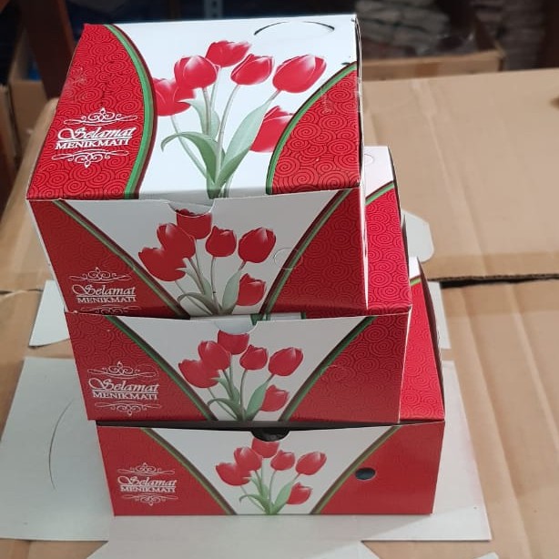 Jual Box Kotak Dus Kue Snack GS Motif Bunga 12x12, 12x14, 12x16 cm ...