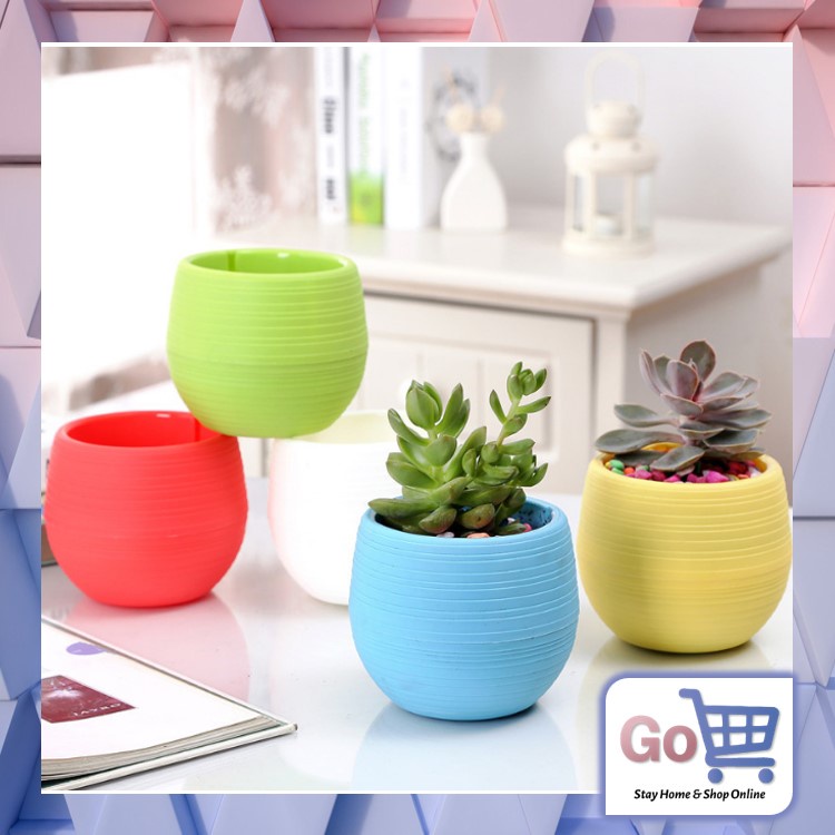 Jual Go - 294 Pot Bunga Mini Bahan Plastik Warna Warni / Dekorasi Rumah ...