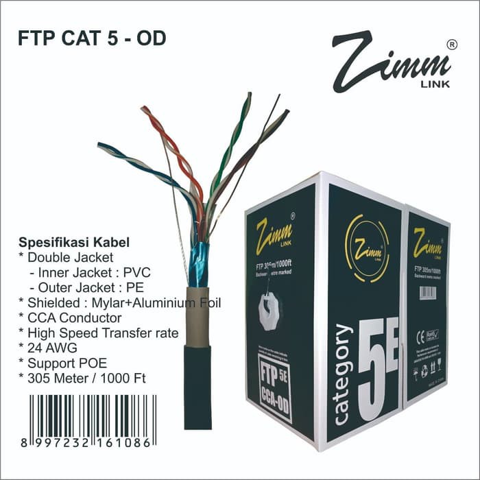 Jual Kabel FTP STP Outdoor ZIMMLink Cat5e / FTP STP ZIMM Link Cat5e CCA ...