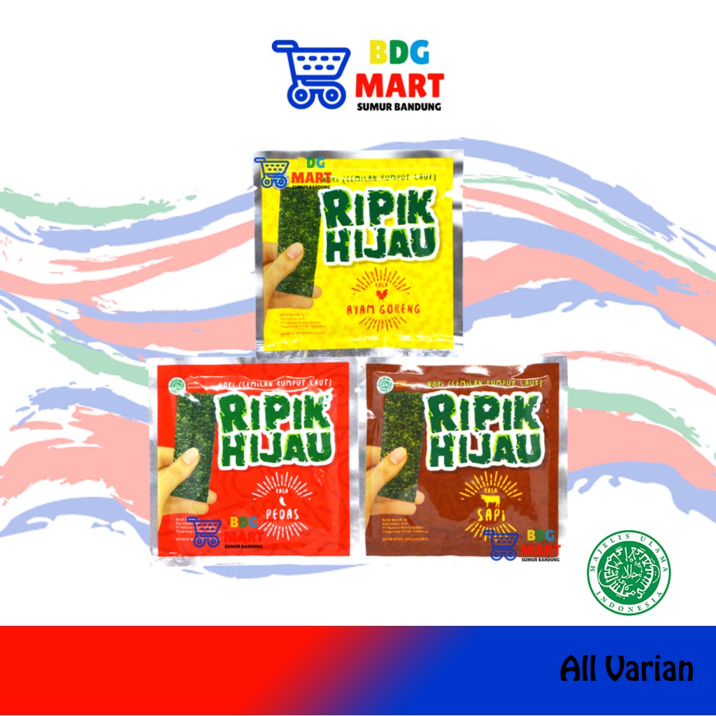 Jual VARIAN Ripik Hijau Nori Cemilan Rumput Laut Aneka Rasa - 3gr ...