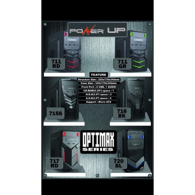 Jual CASING CPU POWER UP OPTIMAX BONUS POWER SUPPLY 500 watt | Shopee ...