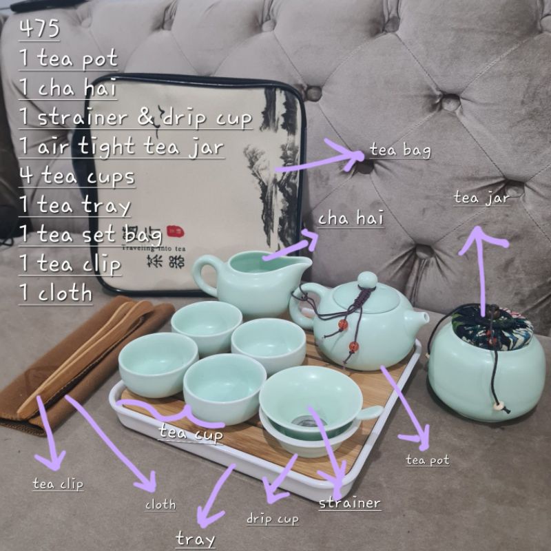 Jual CLASSIC Chinese tea pot set premium ceramic with box teapot set ...