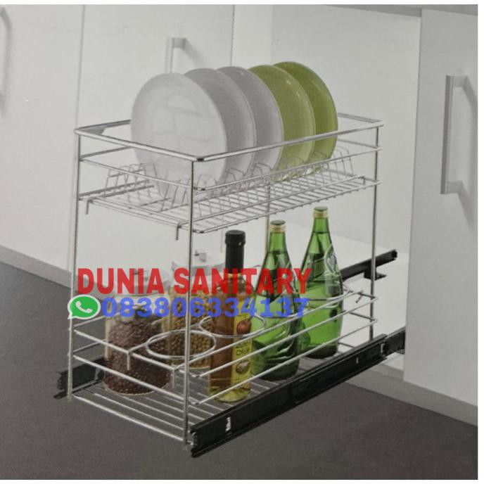 Jual Rak Piring Lemari Tarik Kabinet Botol Bumbu Stainless For Kitchen ...