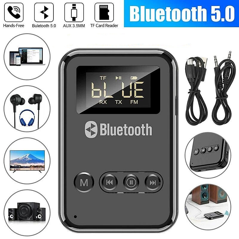 Jual Bluetooth 5.0 Audio Transmitter Receiver Musik Stereo AUX FM ...