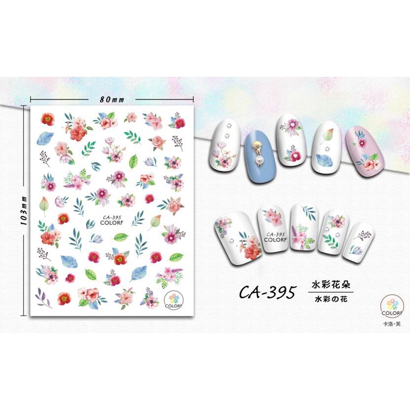 Jual Water Color Flower & Leaves Ultra Thin Nail Sticker Stiker Kuku ...