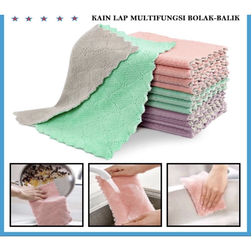 Jual KAIN LAP MEJA PIRING ANTI MINYAK DISH TOWEL MICROFIBER LAP ...