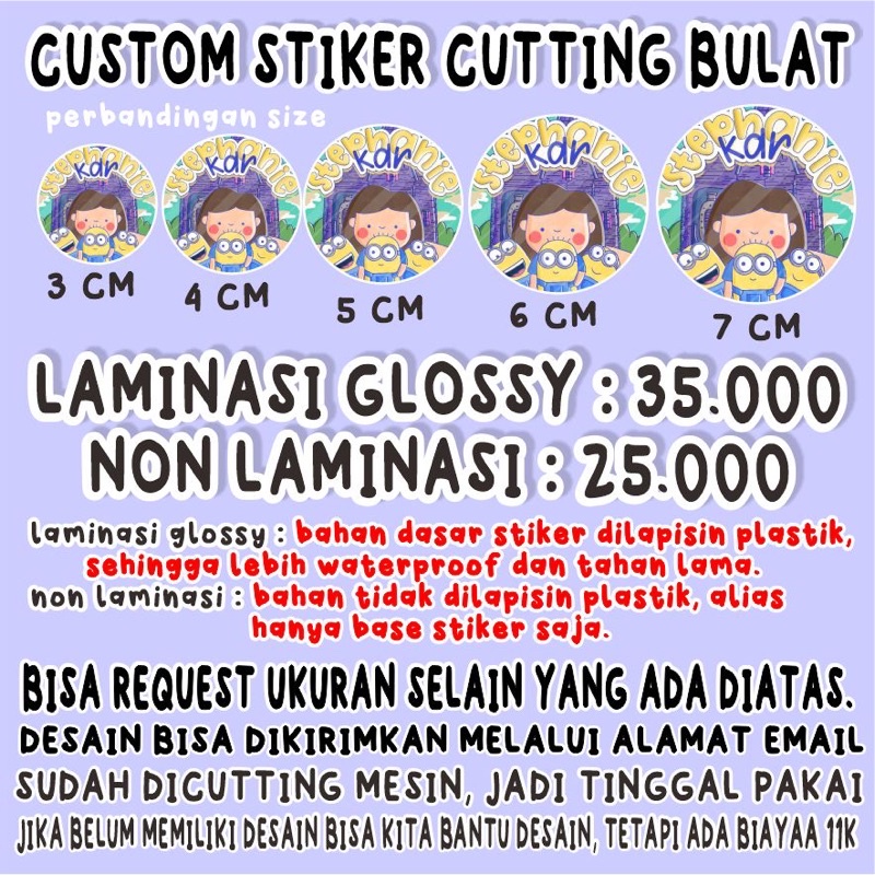 Jual Stiker cutting bulat by custom laminasi glossy vinyl print sticker ...