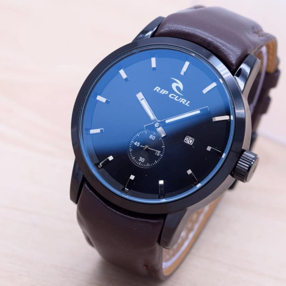 Jual JAM TANGAN RIPCURL PRIA/TALI KULIT /TGL AKTIF/DIAMETER 4.5CM ...