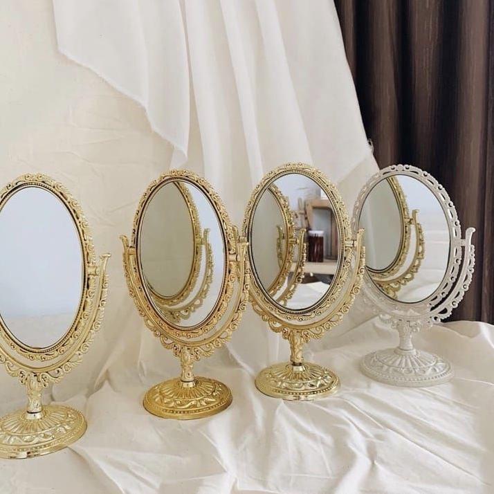 Jual Cermin Rias Kaca Oval Putar Dua Sisi Vintage Aesthetic/ Kaca Rias ...