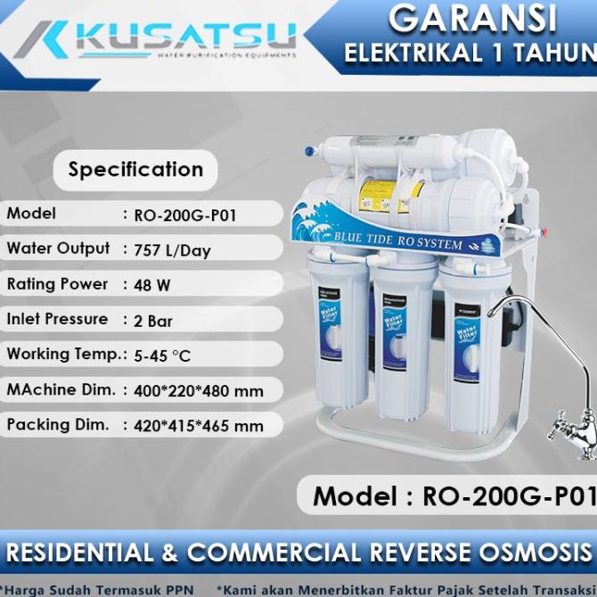 Jual Kusatsu Reverse Osmosis RO-200G-P01 757L 2Bar | Shopee Indonesia