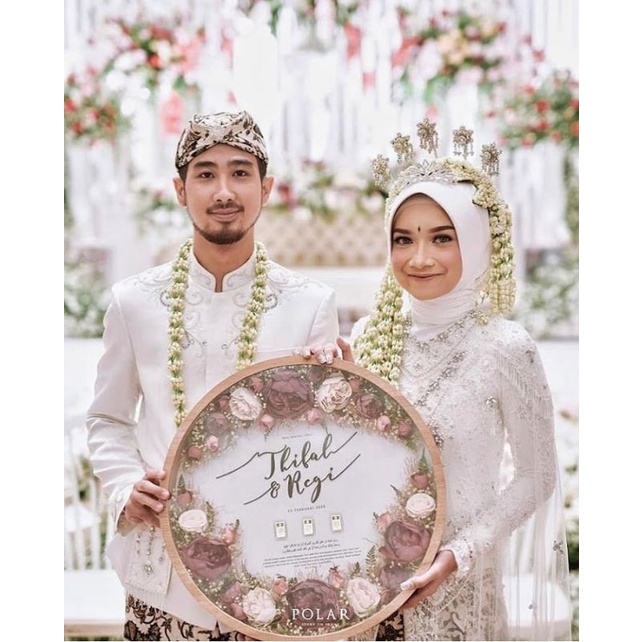 Jual MAHAR PERNIKAHAN RUSTIC ELEGAN BUNGA MAROON FRAME BULAT KOIN DINAR ...