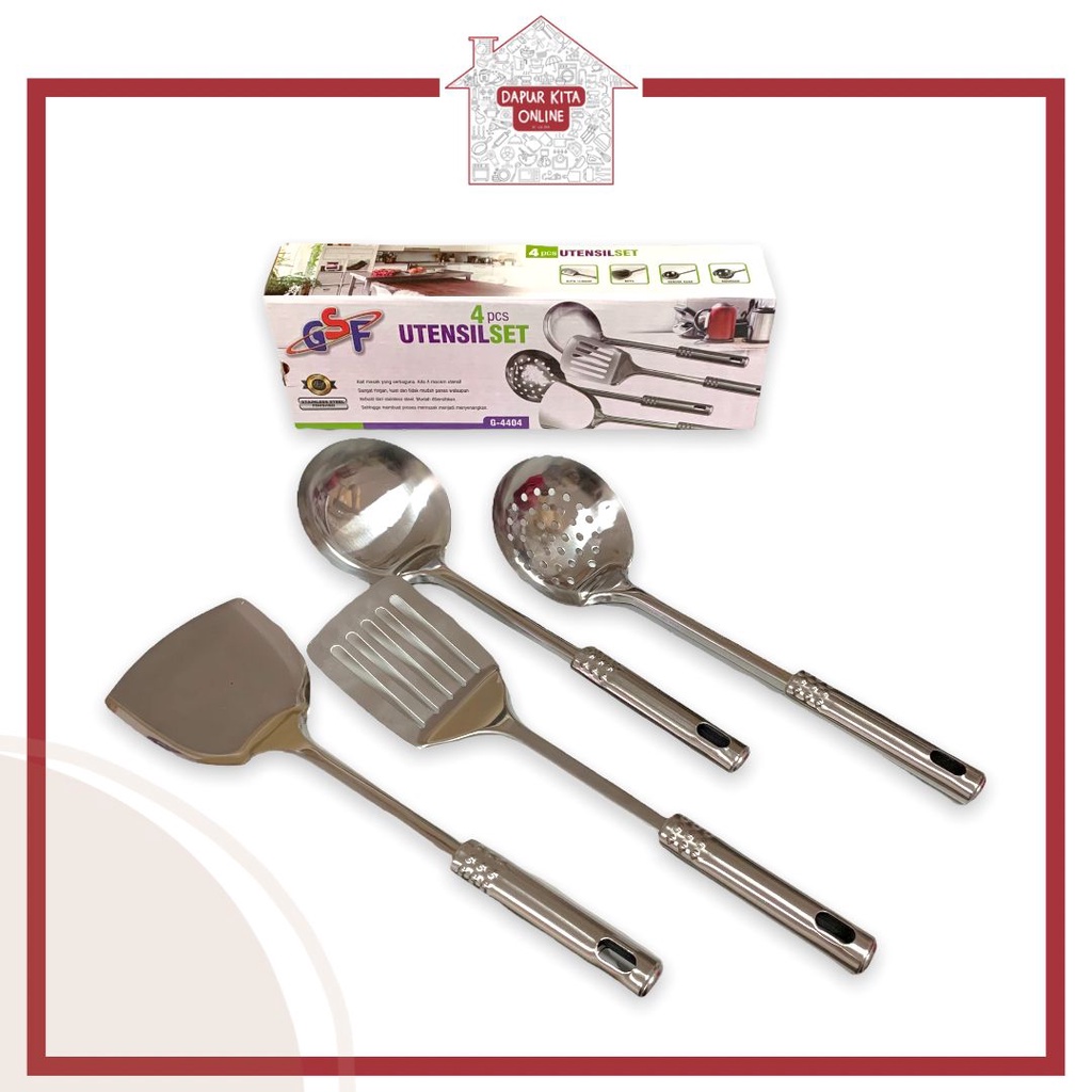 Jual Spatula Stainless Set 4 Pcs Set GSF-4404 Sutil Set Stainless Steel ...