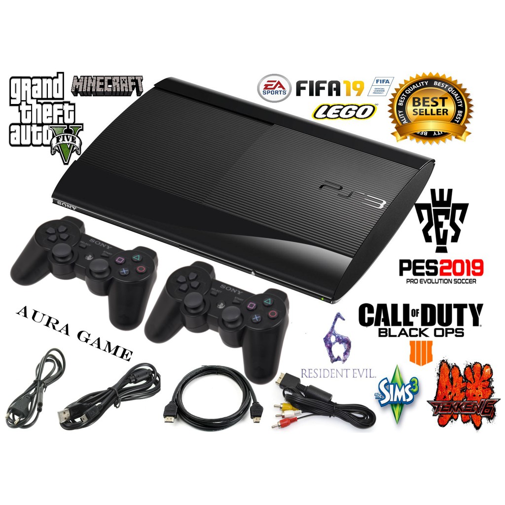 Jual SONY PLAYSTATION 3 / PS3 SUPER SLIM OFW HARDISK 500GB FULL GAME + 2 Stik | Shopee Indonesia