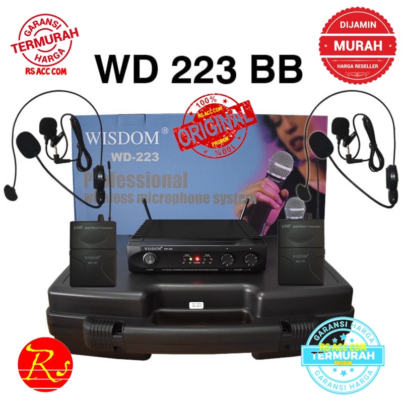 Jual Mic Wireless Wisdom WD 223 Pegang -Clip on - Headset resmi pt ...